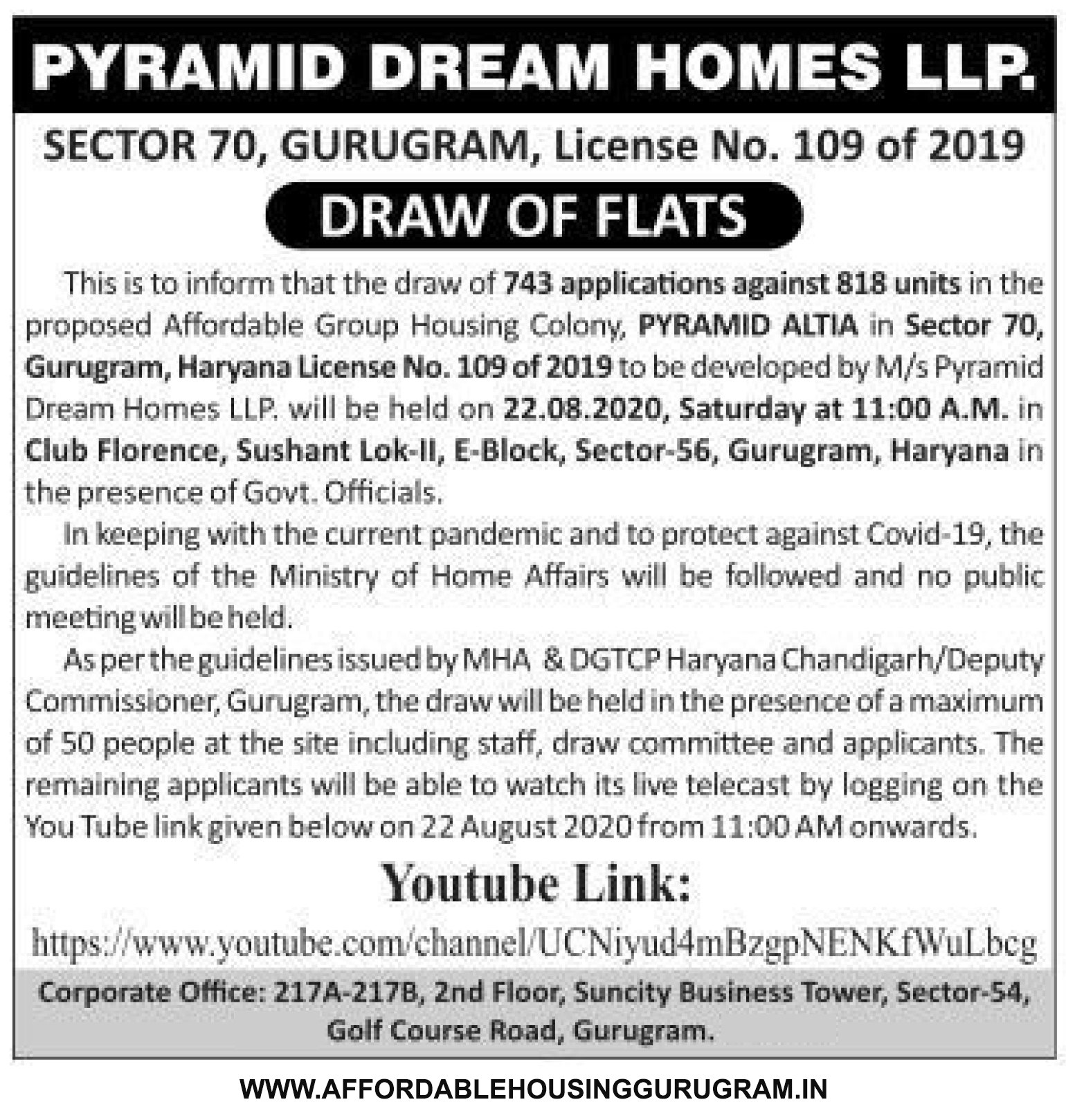 Pyramid Altia Sector 70 Gurgaon Draw Date And Results